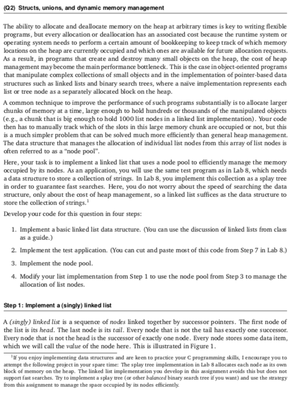 Q2: STRUCTS, UNIONS, AND DYNAMIC MEMORY | Chegg.com