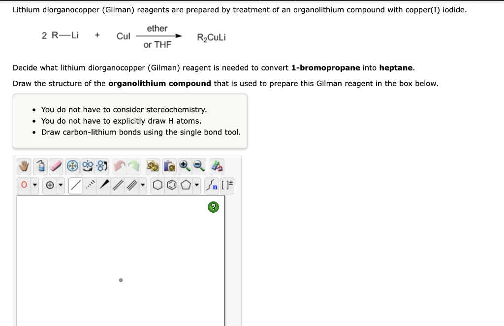 Solved 2R−Li+Cul or THF ether R2CuLi Decide what lithium | Chegg.com