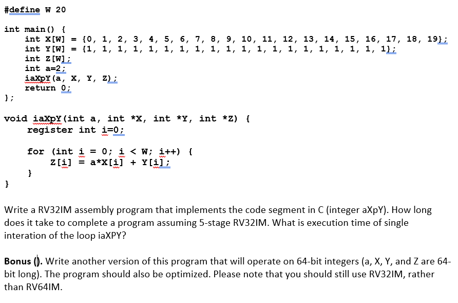 Solved Write a RV32IM assembly program that implements the | Chegg.com