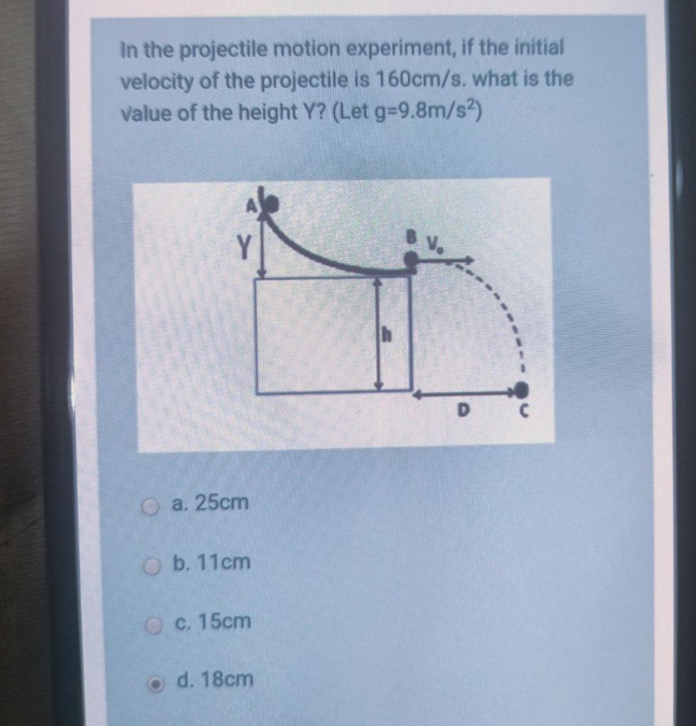 Solved In the projectile motion experiment, if the initial | Chegg.com