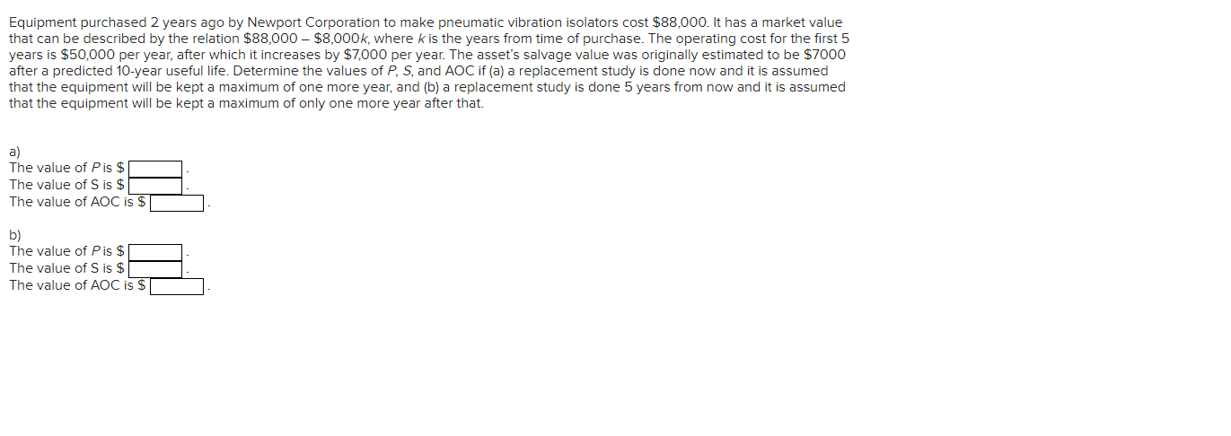 Solved Equipment purchased 2 years ago by Newport | Chegg.com