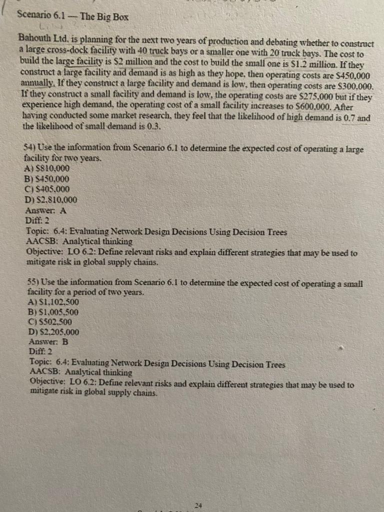 Solved 56 Use The Information From Scenario 6 1 To