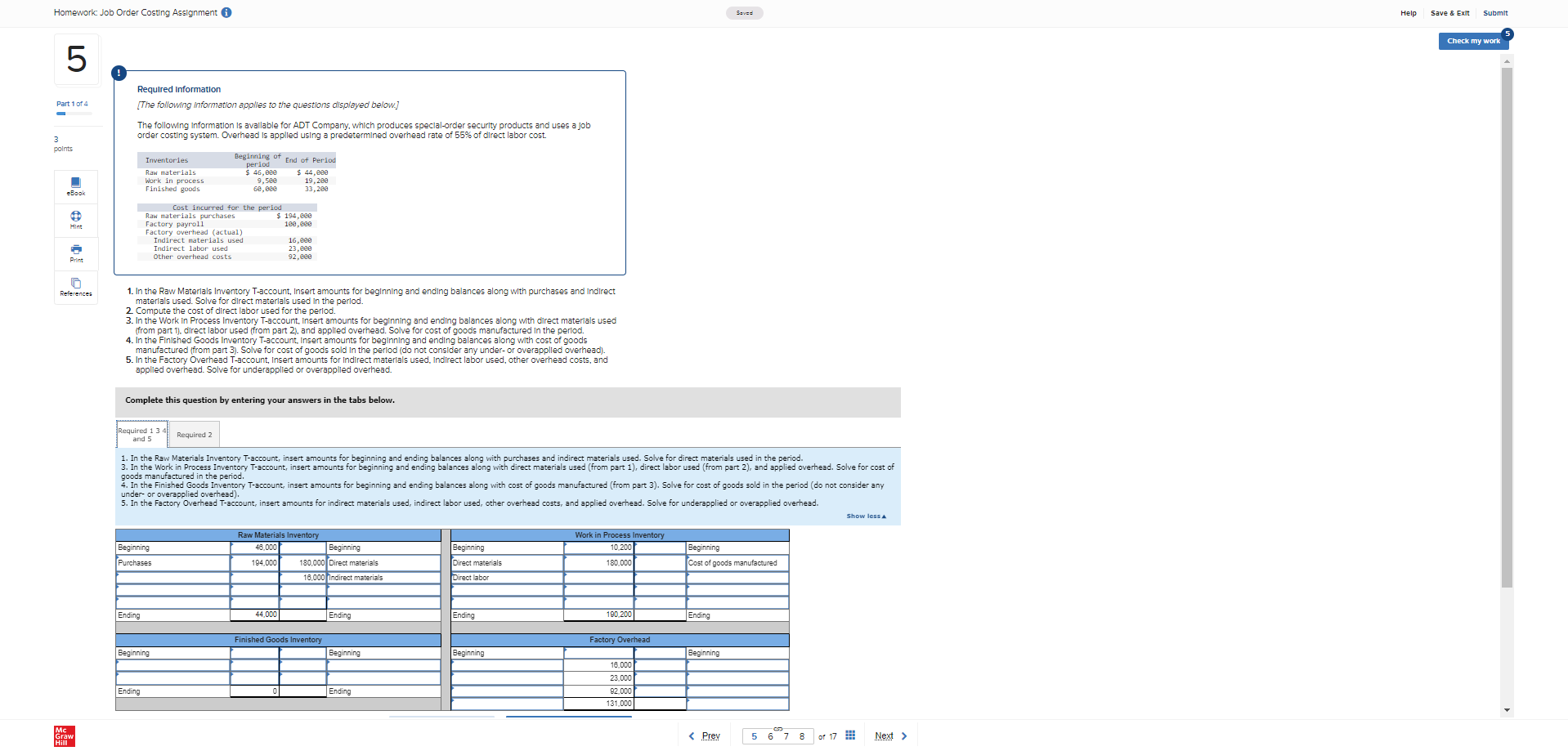 Solved In the Raw Materials Inventory T-account, Insert | Chegg.com