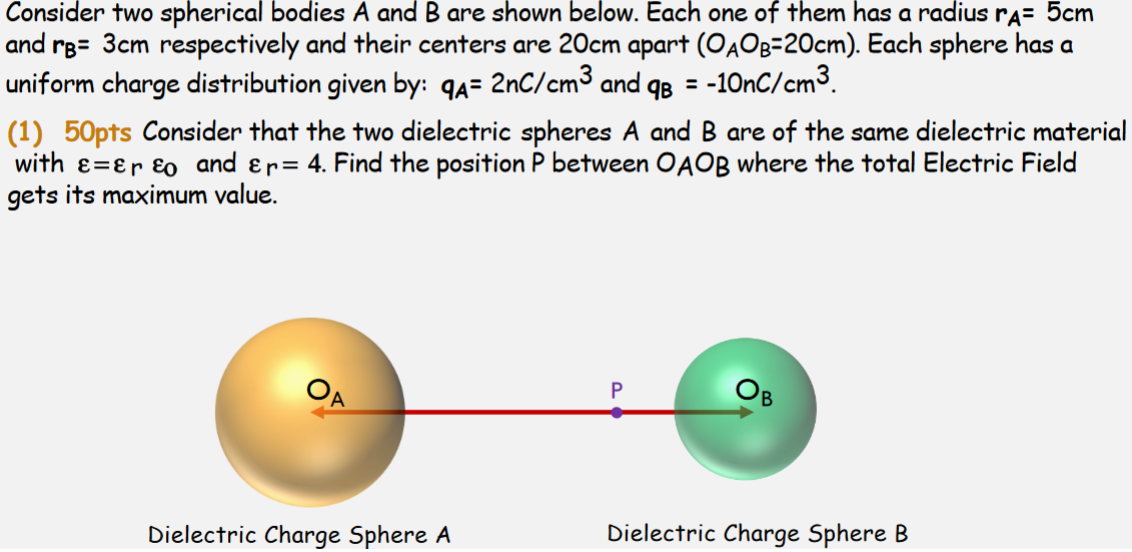 Solved Consider two spherical bodies A and B are shown | Chegg.com