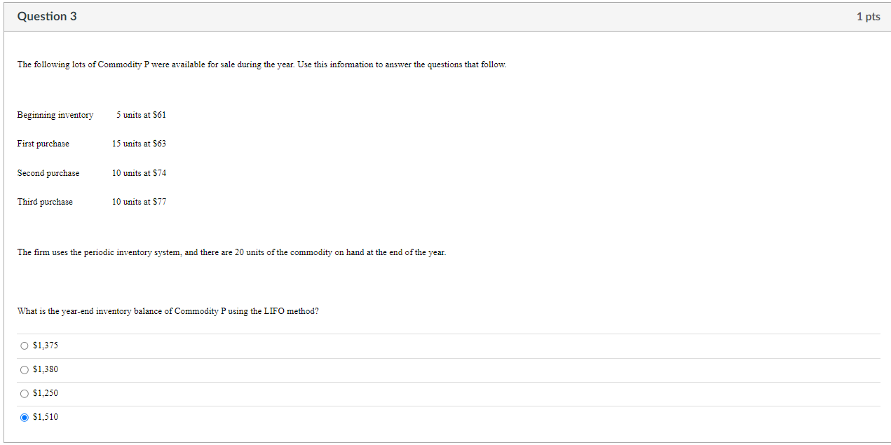 Solved The Following Lots Of Commodity P Were Available For
