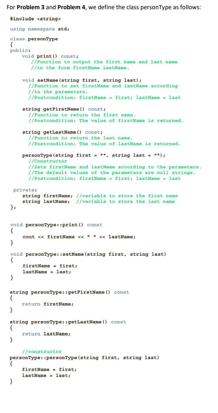Solved For Problem 3 and Problem 4, we define the class | Chegg.com