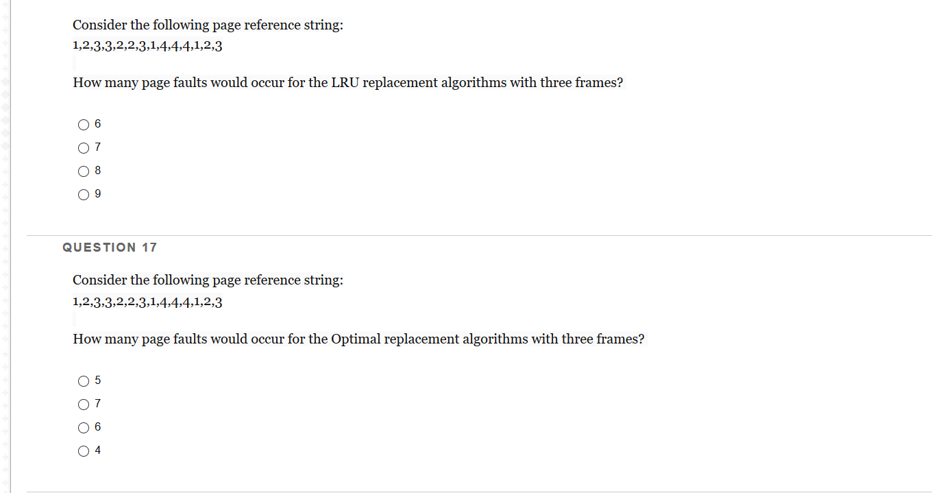 Solved Consider the following page reference string: | Chegg.com