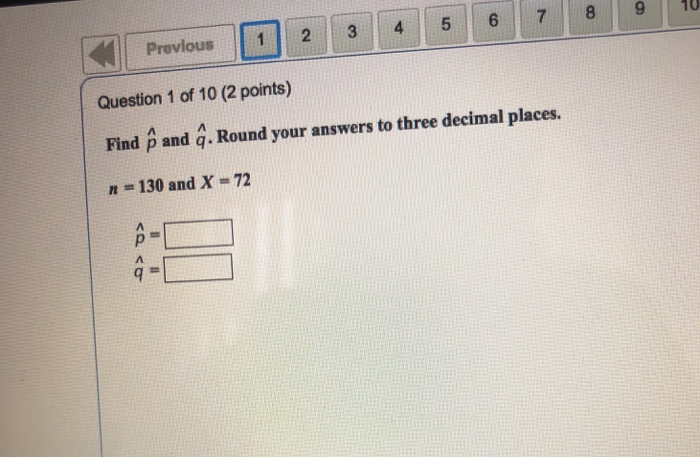 Solved Previous 1 2 3 4 5 6 7 8 90 Question 1 of 10 (2 | Chegg.com