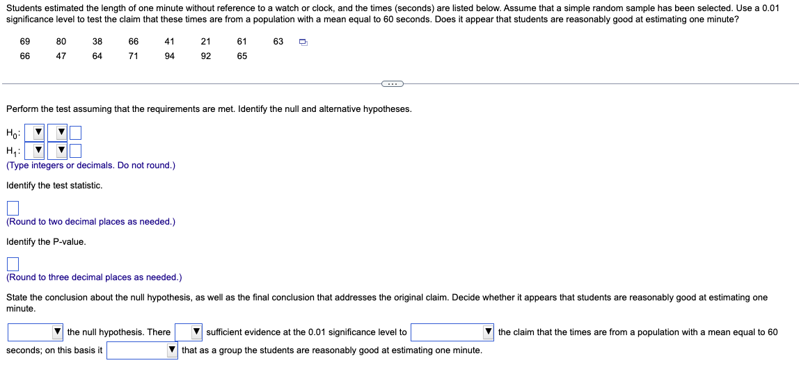 Solved choices for the last boxes are reject/fail to | Chegg.com
