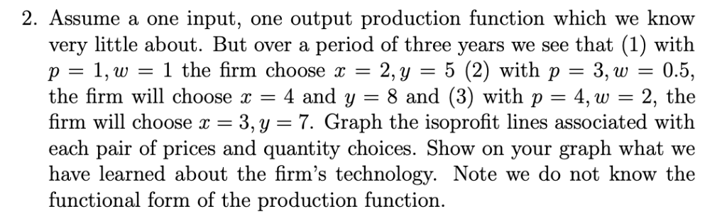 Solved 2. Assume a one input, one output production function | Chegg.com
