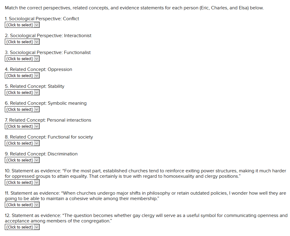 Match the correct perspectives, related concepts, and | Chegg.com