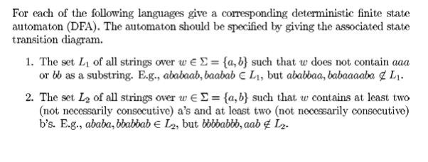 For each of the following languages give a | Chegg.com