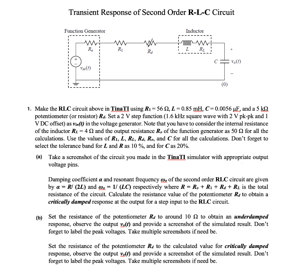 Transient Response of Second Order R-L-C Circuit | Chegg.com
