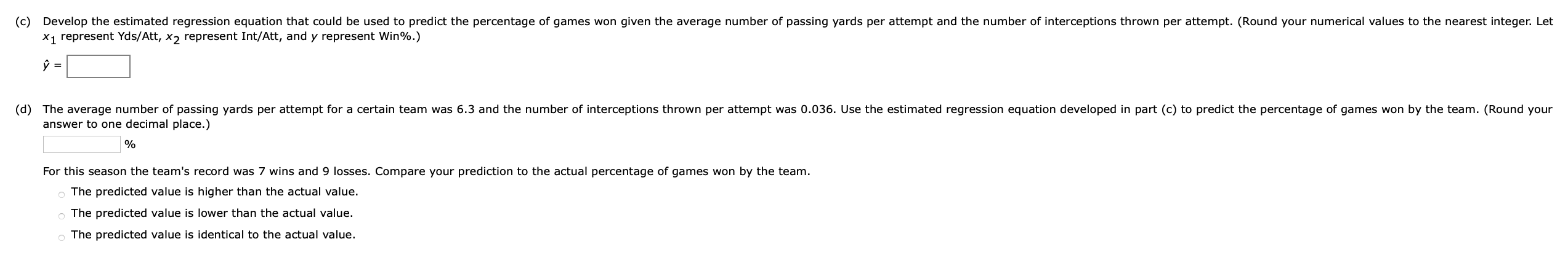 Solved DATAfile: NFLPassing A statistical program is | Chegg.com