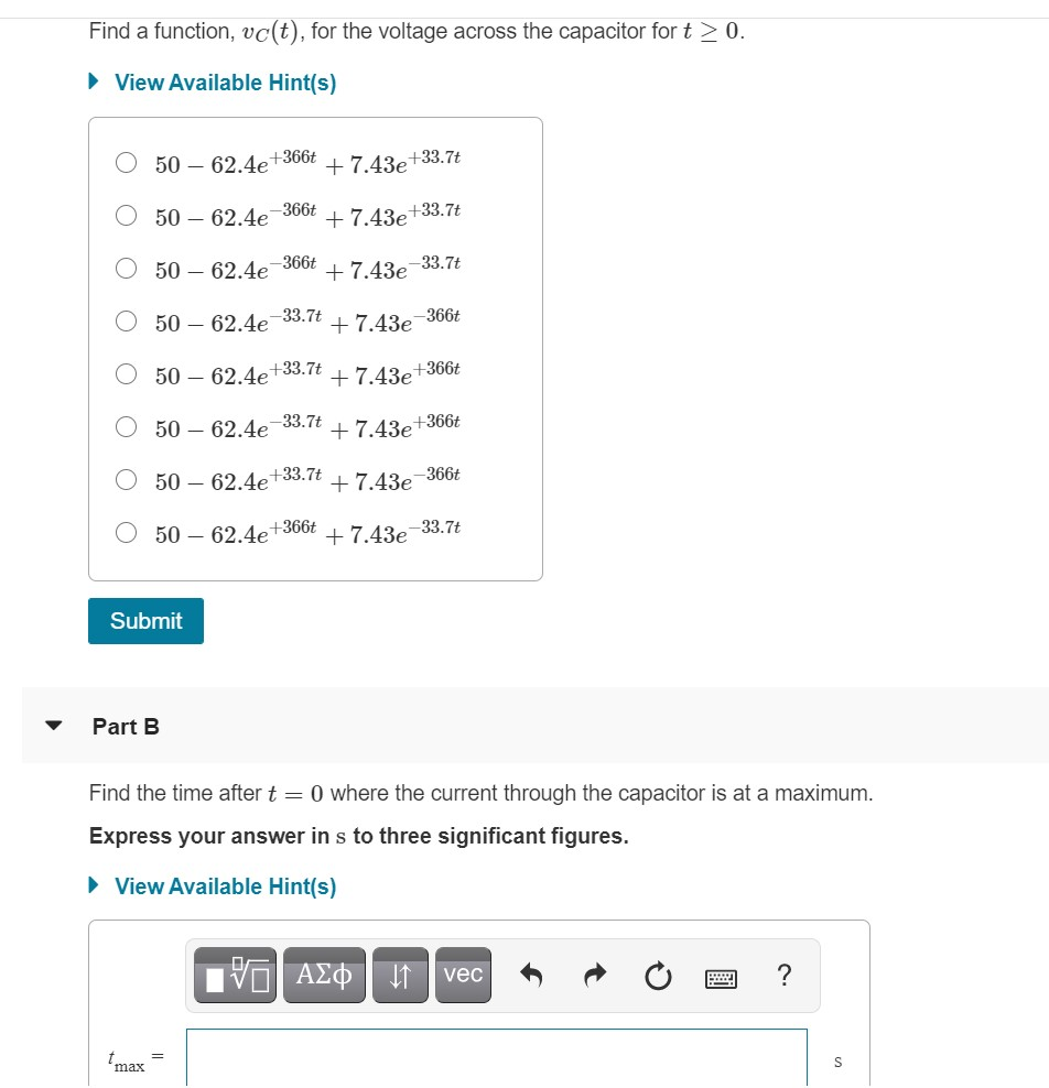 Solved The Step Response of an Overdamped Series RLC Circuit | Chegg.com