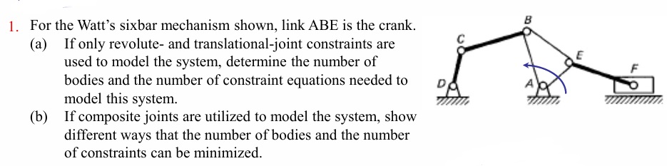 Solved For the Watt's sixbar mechanism shown, link ABE is | Chegg.com