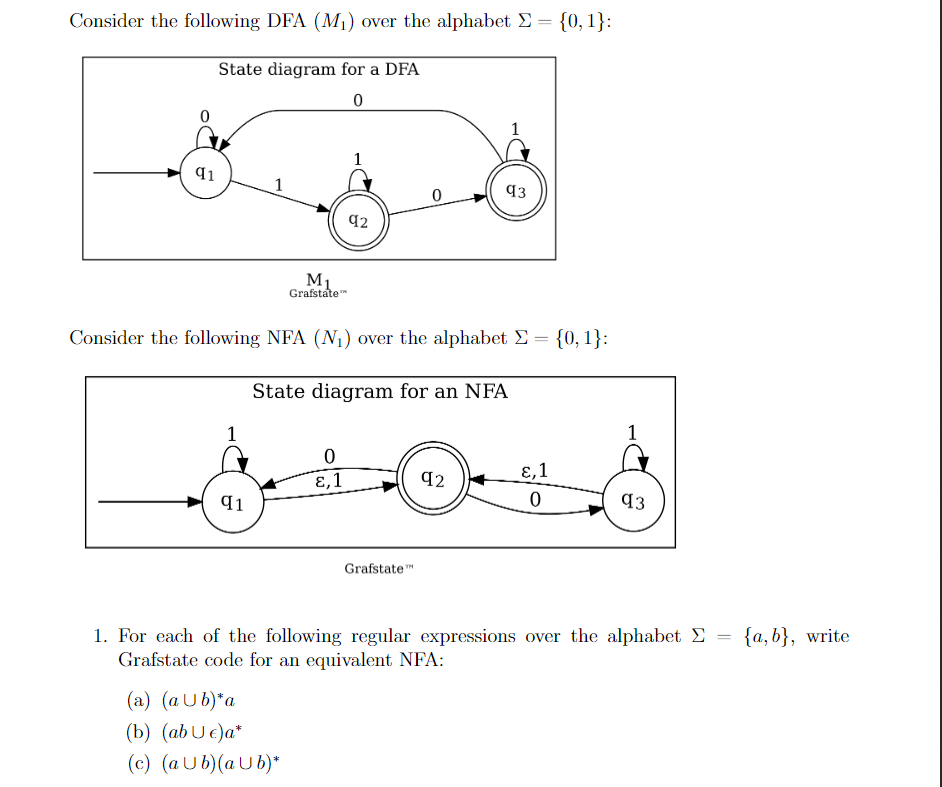 Solved Consider the following DFA (M1) over the alphabet S = | Chegg.com