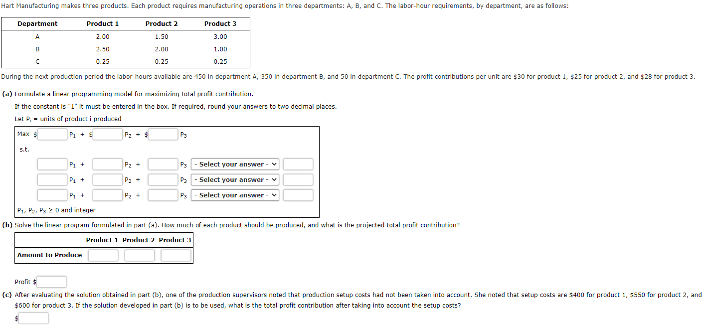 Solved A Formulate A Linear Programming Model For 3466
