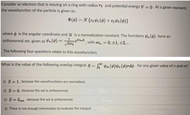 Solved Consider an electron that is moving on a ring with | Chegg.com