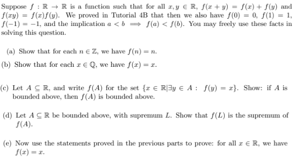 Solved Suppose f:R→R is a function such that for all | Chegg.com