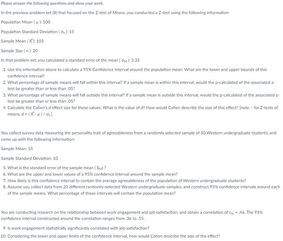 Solved In that problem set, you calculated a standard error | Chegg.com