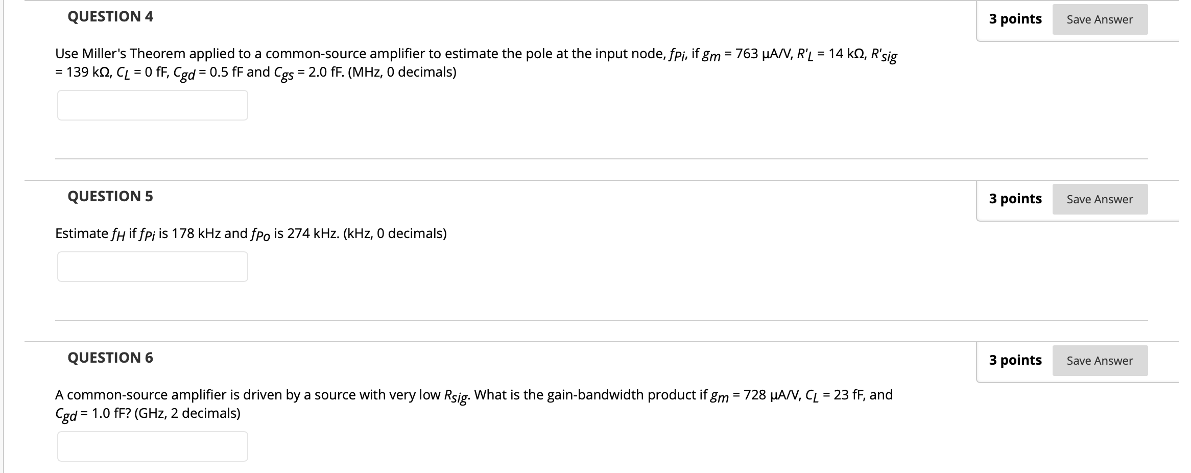Solved QUESTION 4 3 points Save Answer Use Miller's Theorem | Chegg.com