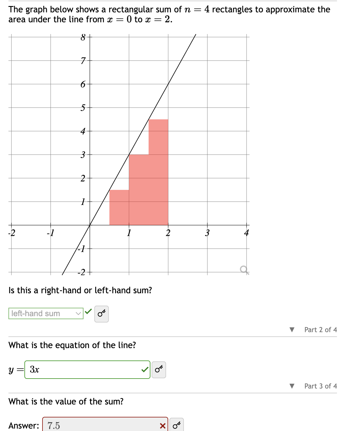 Solved The graph below shows a rectangular sum of n=4 | Chegg.com