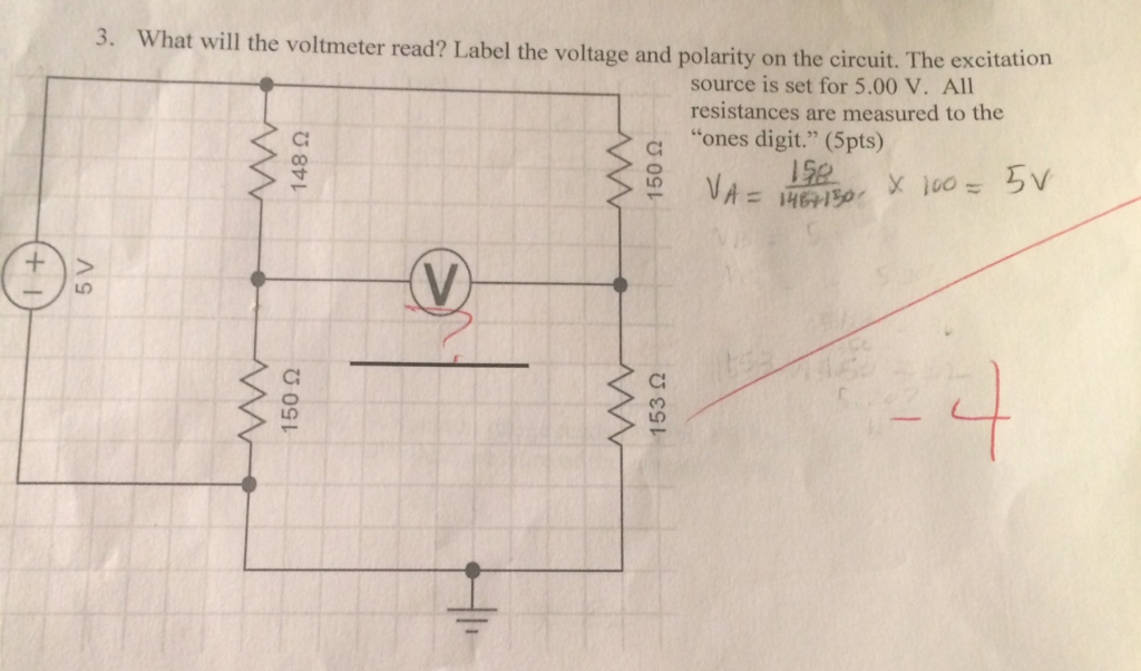 Solved What will the voltmeter read? Label the voltage and | Chegg.com
