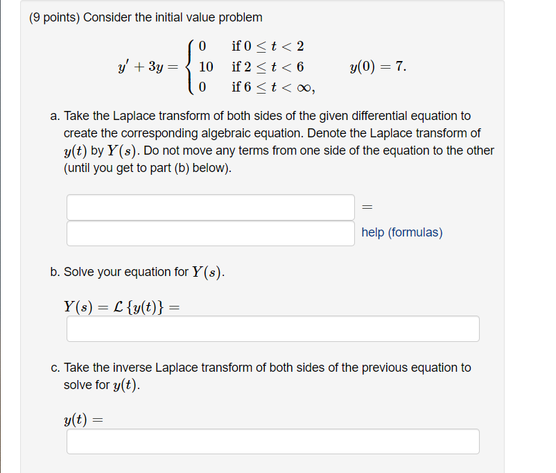 Solved (9 points) Consider the initial value problem 0 y' + | Chegg.com