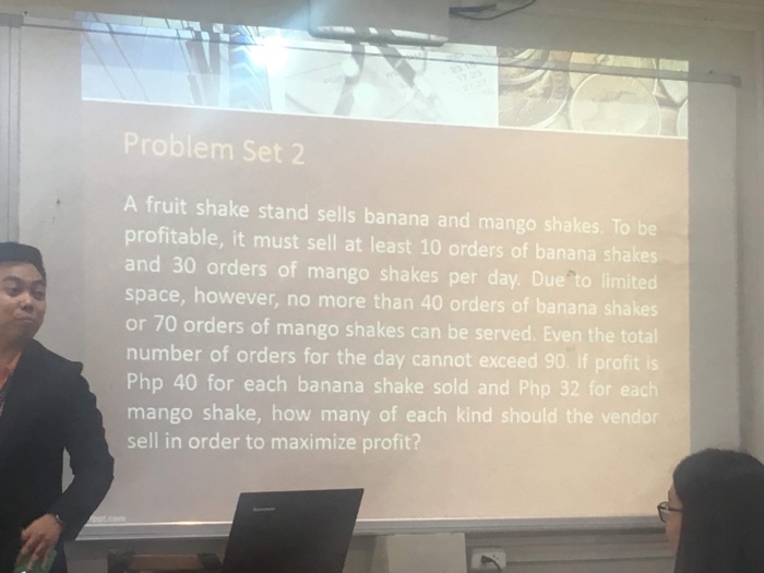 Solved Problem Set 2 A fruit shake stand sells banana and | Chegg.com