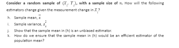 Consider a random sample of (X, Y), with a sample | Chegg.com