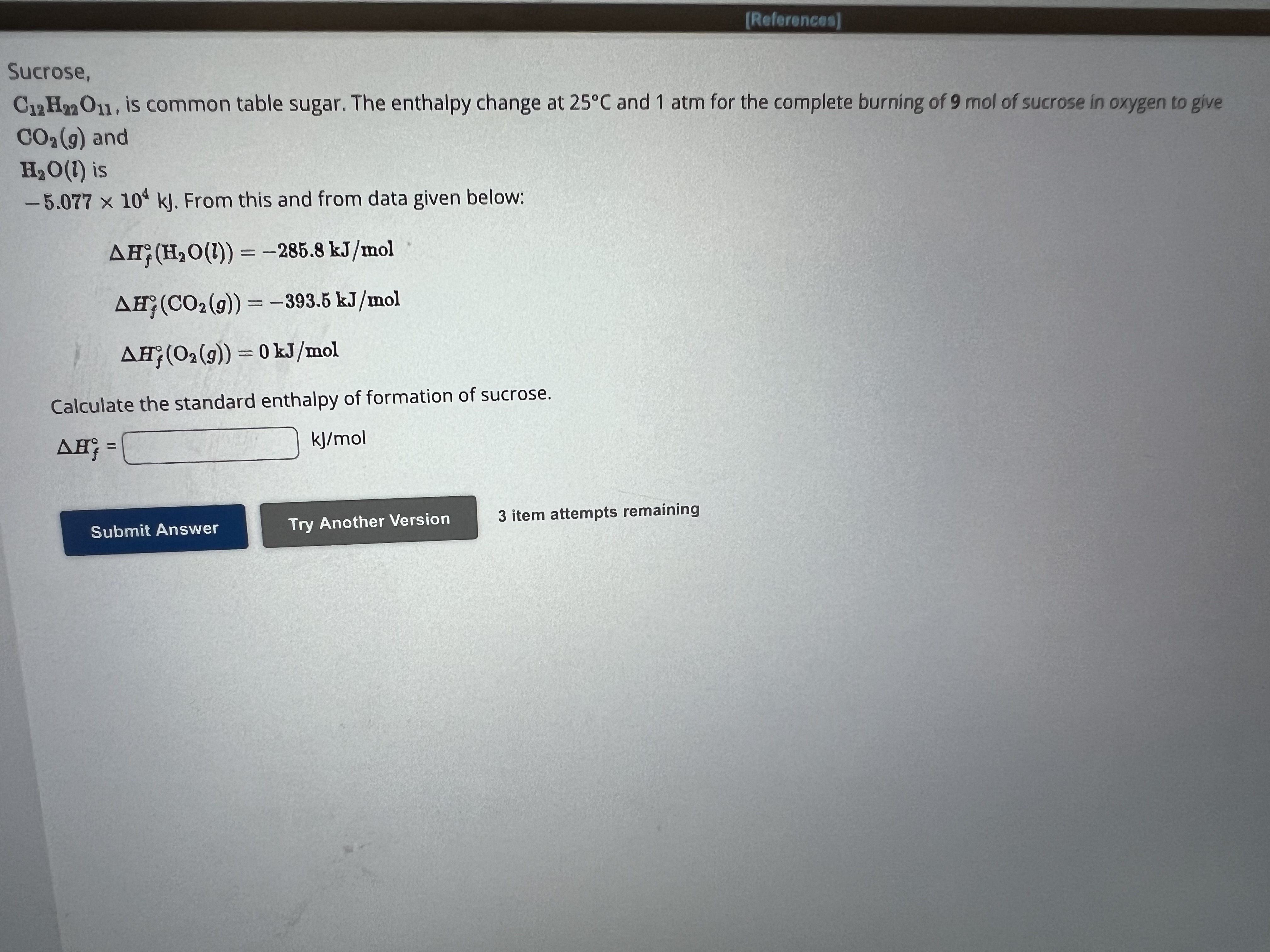Solved C12H22O11, is common table sugar. The enthalpy change | Chegg.com