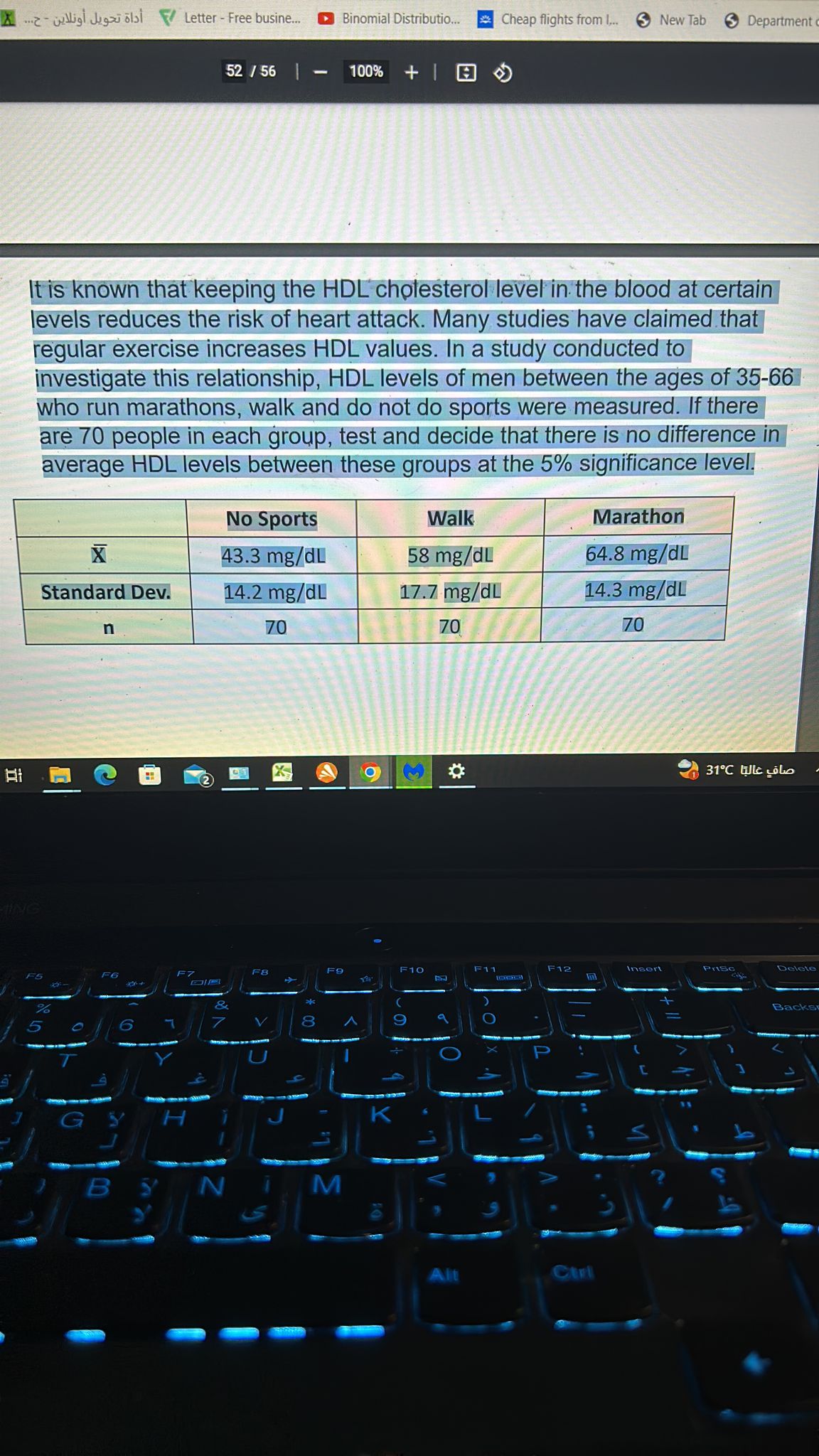Solved It is known that keeping the HDL cholesterol level in | Chegg.com