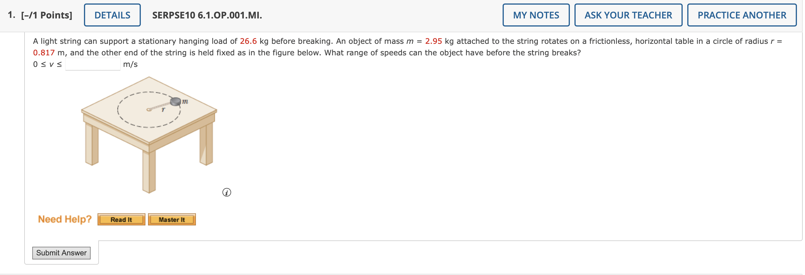 Solved 0.817 m, and the other end of the string is held | Chegg.com
