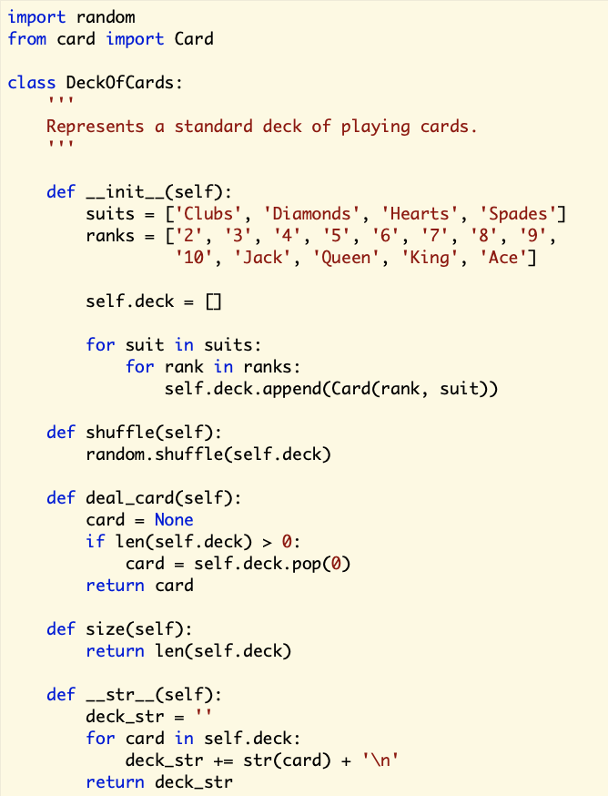 Solved import random from card import Card class | Chegg.com