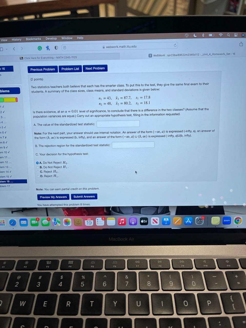 Solved (2 points) Two statistics teachers both believe that | Chegg.com