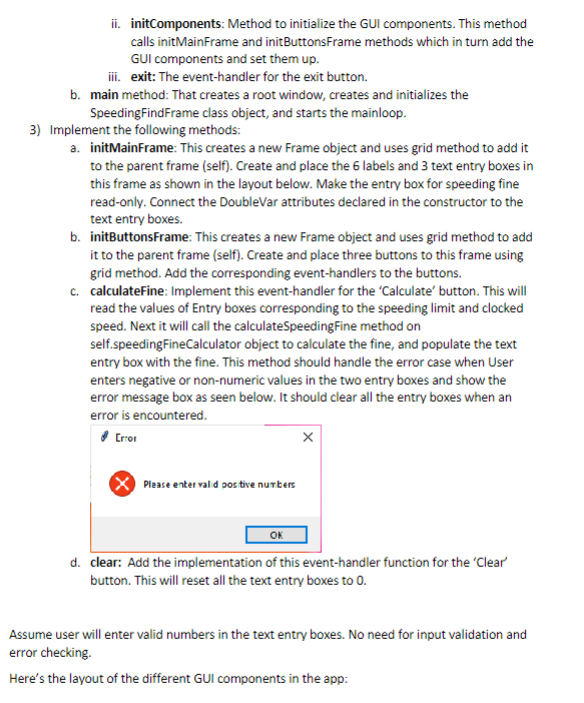 Solved GUI Application for Speeding Fine Calculator In this | Chegg.com
