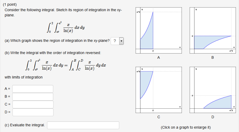 Solved (1 point) Consider the following integral. Sketch its | Chegg.com