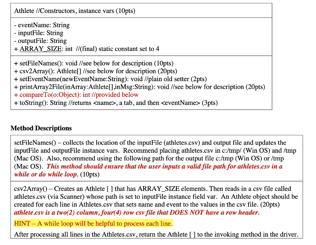 Solved (The Olympics) consists of writing two java files, | Chegg.com