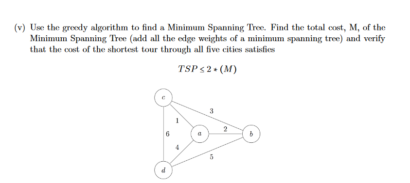 Solved Discrete Math Traveling Salesman Problem: Find the | Chegg.com