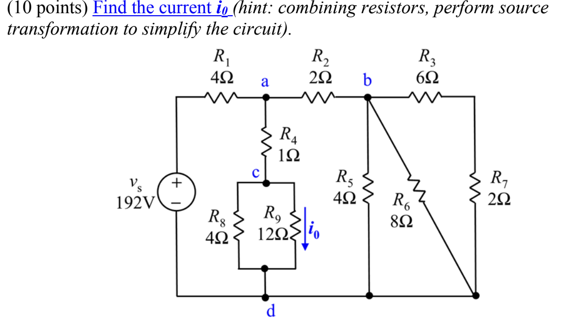 Solved (10 points) Find the current io_(hint: combining | Chegg.com
