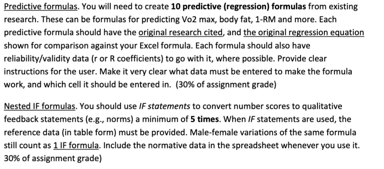 Solved Predictive formulas. You will need to create 10 | Chegg.com