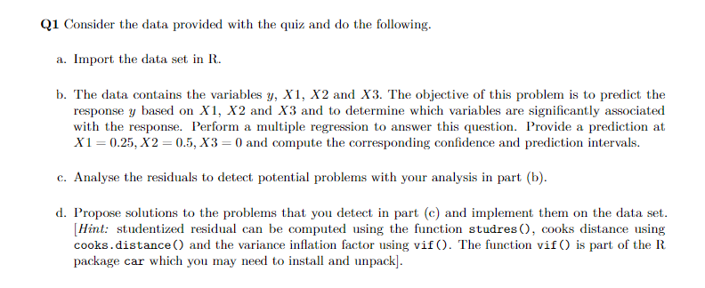 Using RSTUDIO. Can use any set of data for the | Chegg.com