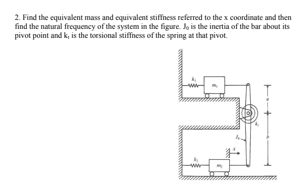 Solved 2. Find the equivalent mass and equivalent stiffness | Chegg.com