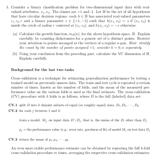 3. Consider a binary classification problem for | Chegg.com