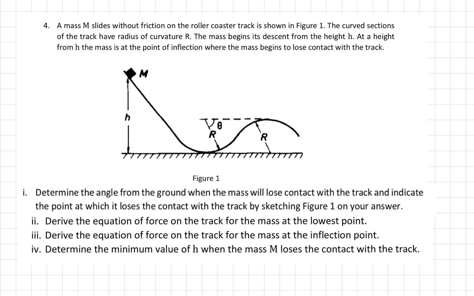 Solved 4. A mass M slides without friction on the roller | Chegg.com