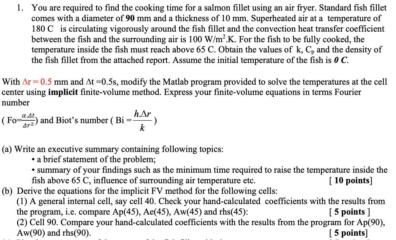 1. You are required to find the cooking time for a | Chegg.com