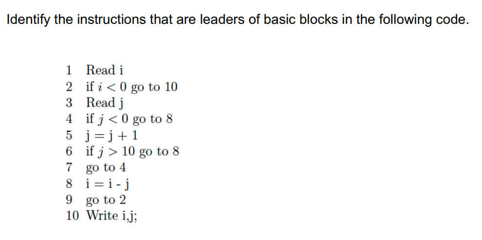 Solved Identify the instructions that are leaders of basic | Chegg.com