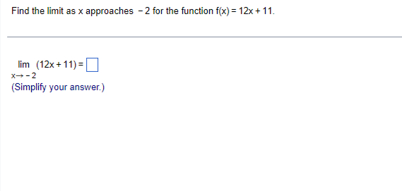 Solved Find the limit as x ﻿approaches -2 ﻿for the function | Chegg.com
