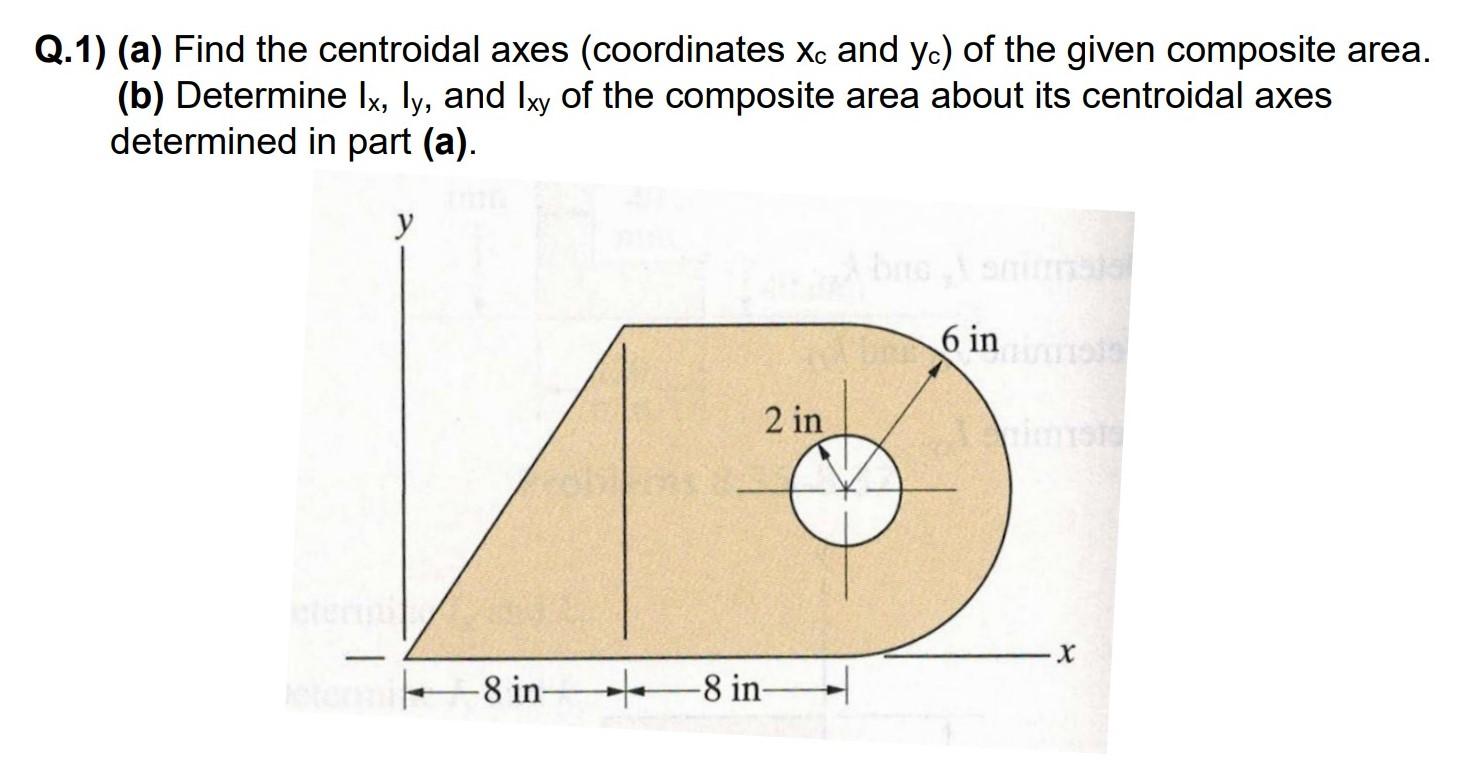 Solved Q.1) (a) Find the centroidal axes (coordinates Xc and | Chegg.com